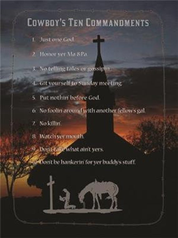 Art & Collectibles Digital Prints Prints Cowboy 10 Commandments Church ...