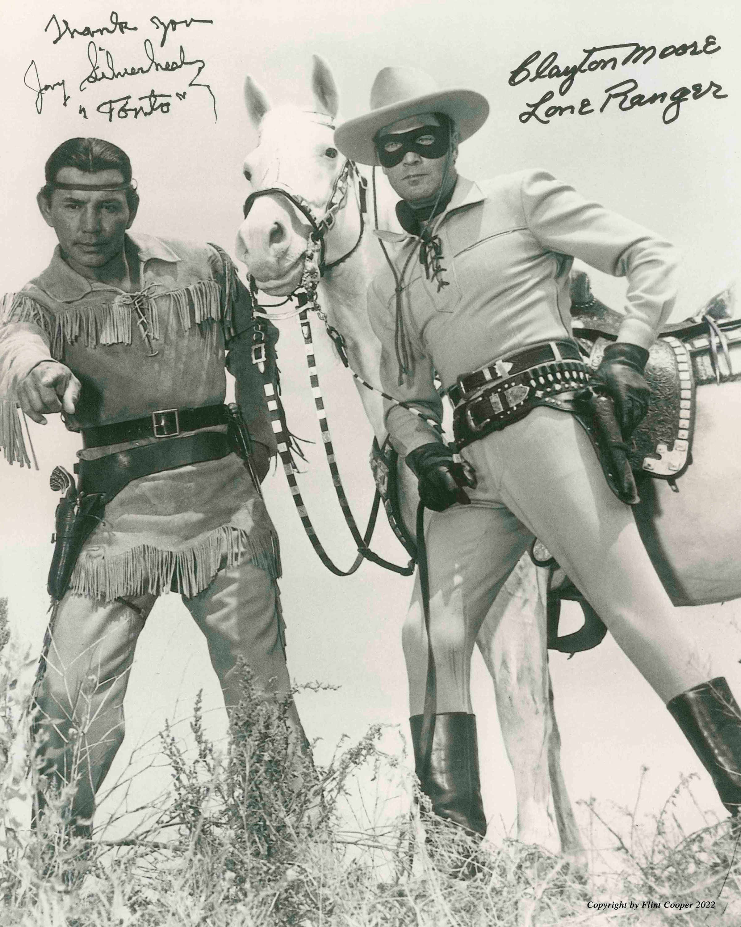 Autographed Lone Ranger & Tonto Picture Reproduction Print on Mat Board ...