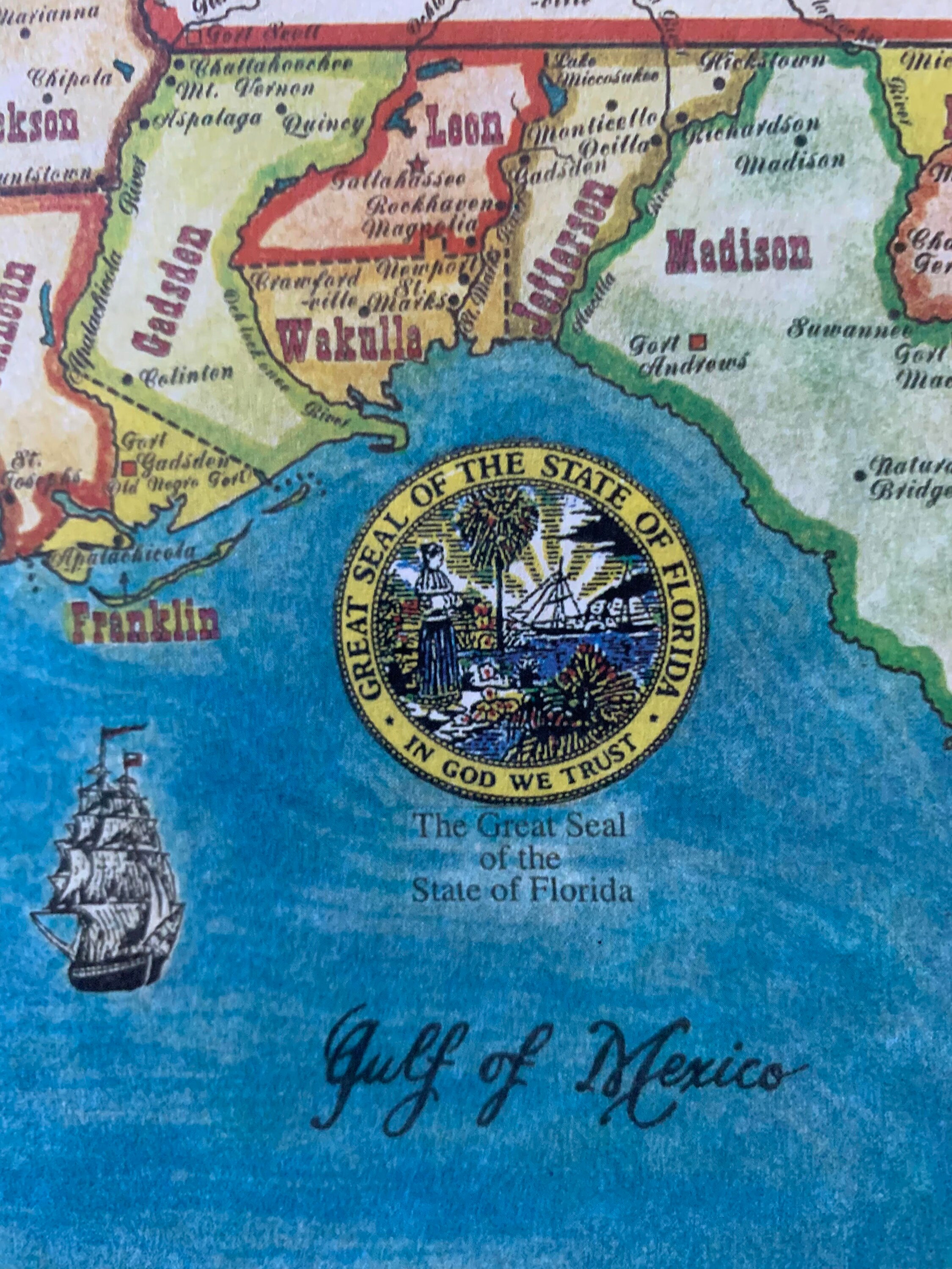 Old Florida 1845 Map, Historical Notes, Modern Print - Etsy