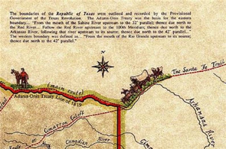 Republic of Texas Historical 1836 Map W Flag, Old, Indians - Etsy