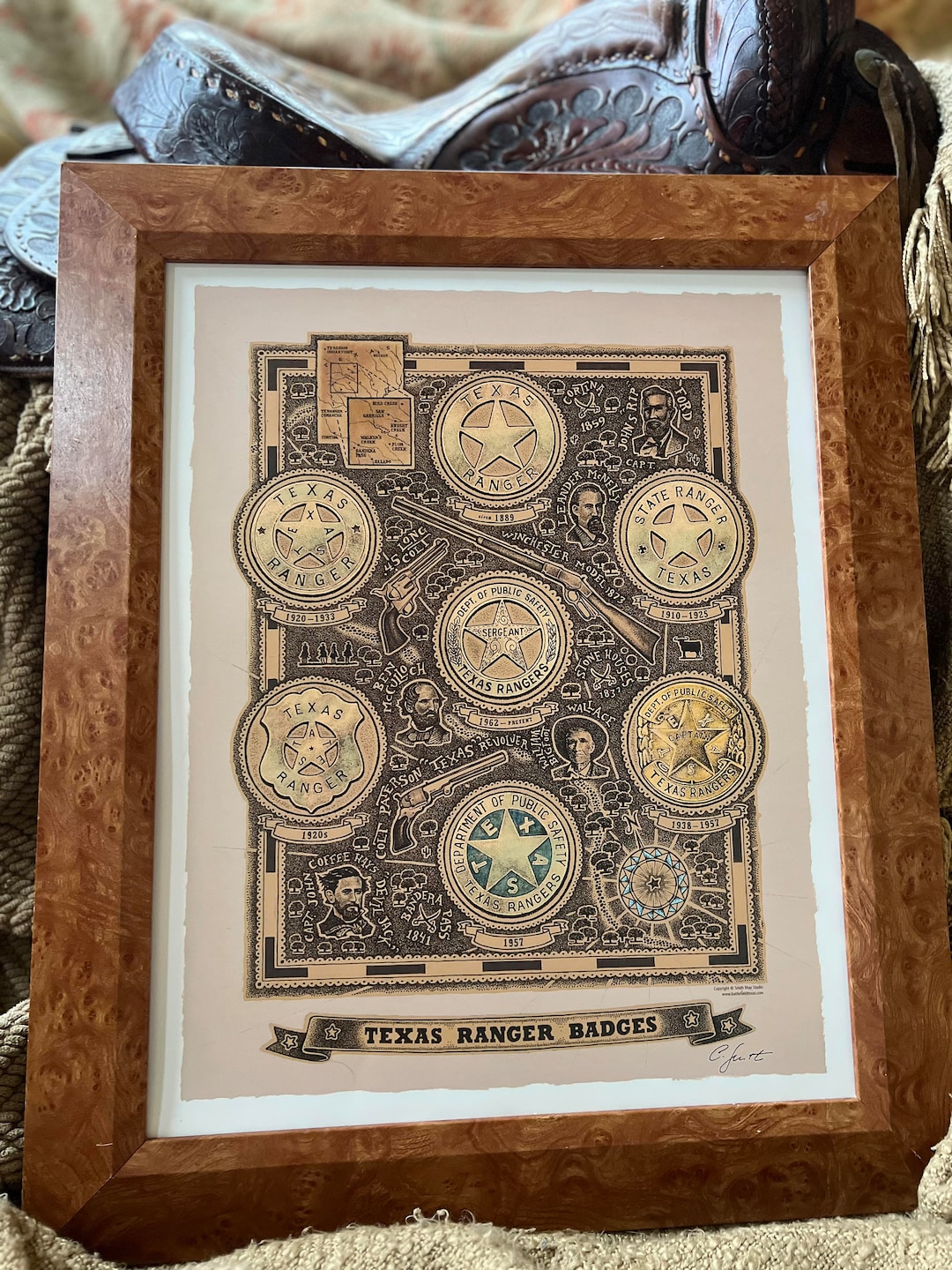 Texas Ranger Badges History Art Print -famous Texas Lawmen - Etsy