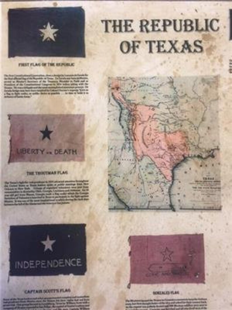 The Republic of Texas Flags & Map - Etsy