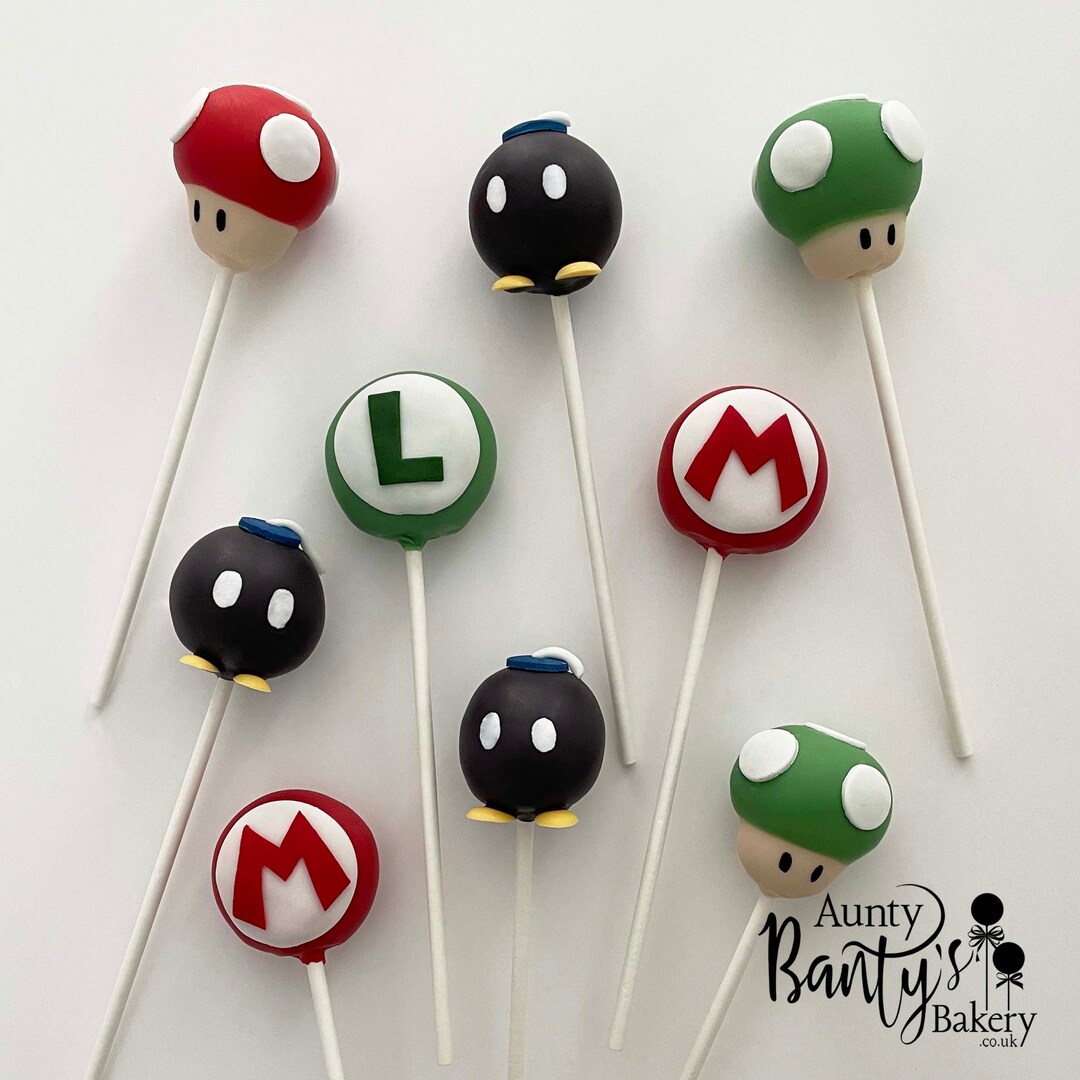 Super Mario Cake Pops Super Mario Themed Party Favours Mario and Luigi ...