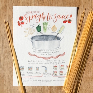 Illustrated Recipe - Custom Hand-painted Watercolor Recipe Art - Etsy