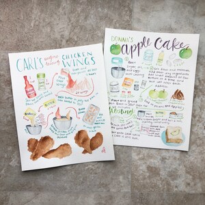 Illustrated Recipe - Custom Hand-painted Watercolor Recipe Art - Etsy