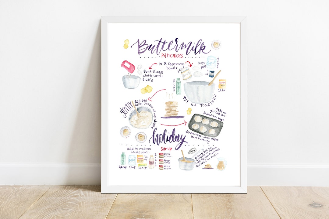 Illustrated Recipe - Custom Hand-painted Watercolor Recipe Art - Etsy
