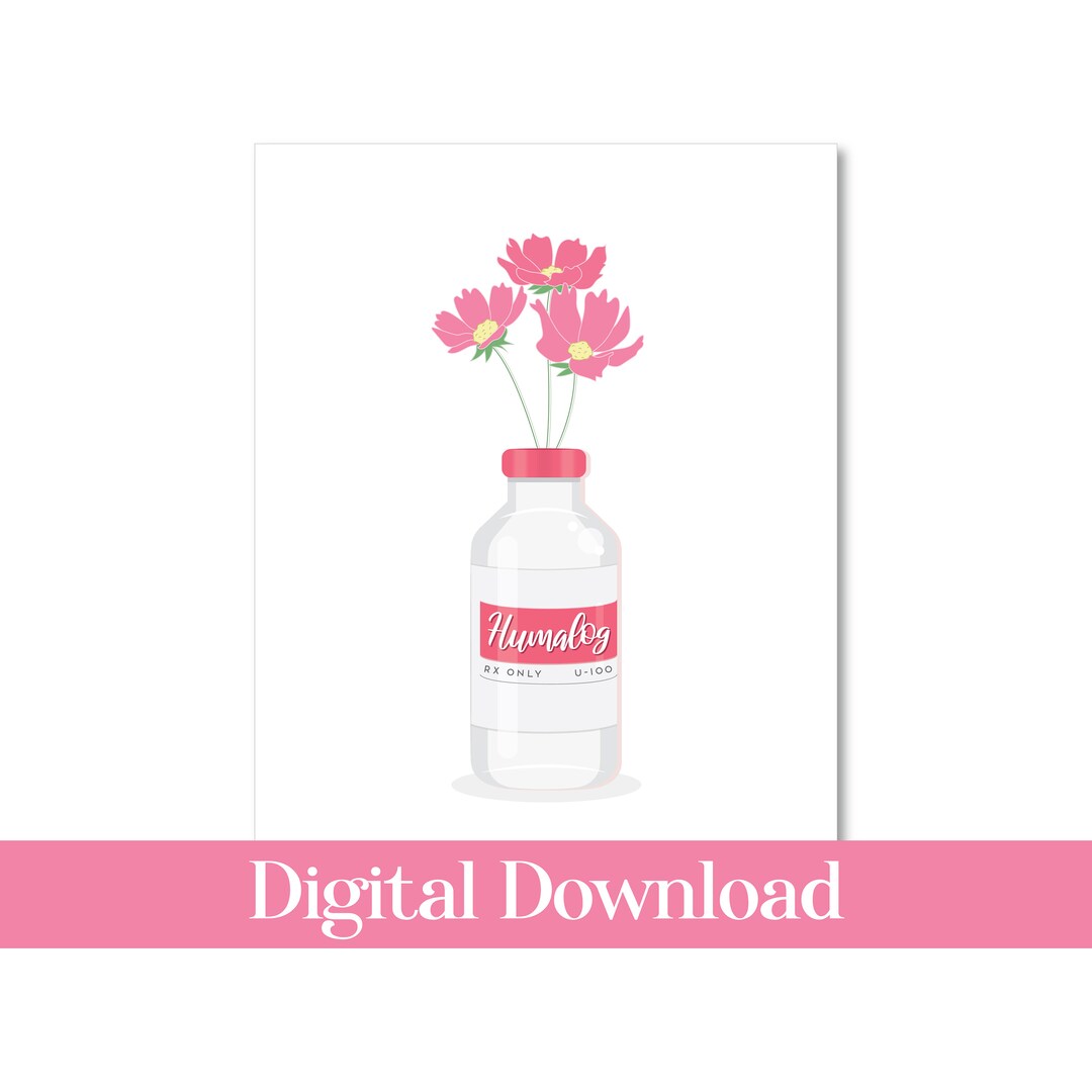 Humalog/flower 8x10 Wall Print, Diabetes Art, T1D, Type 1 Diabetes ...