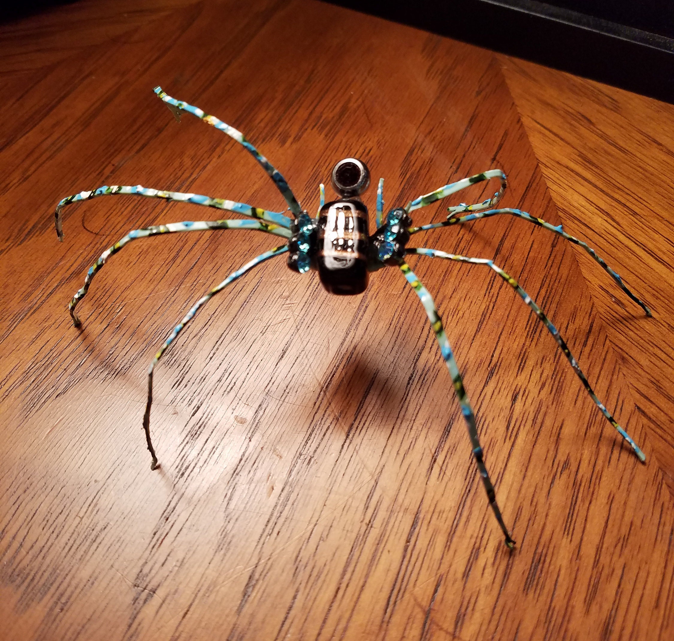 Bejeweled Spider 7 fantasy creature sculpture recycled | Etsy