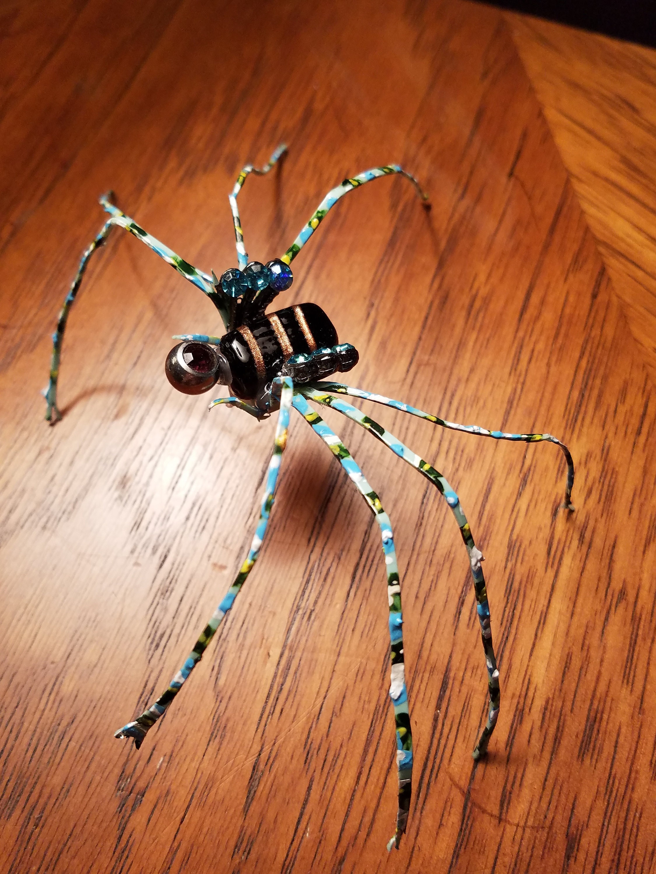 Bejeweled Spider 7 fantasy creature sculpture recycled | Etsy