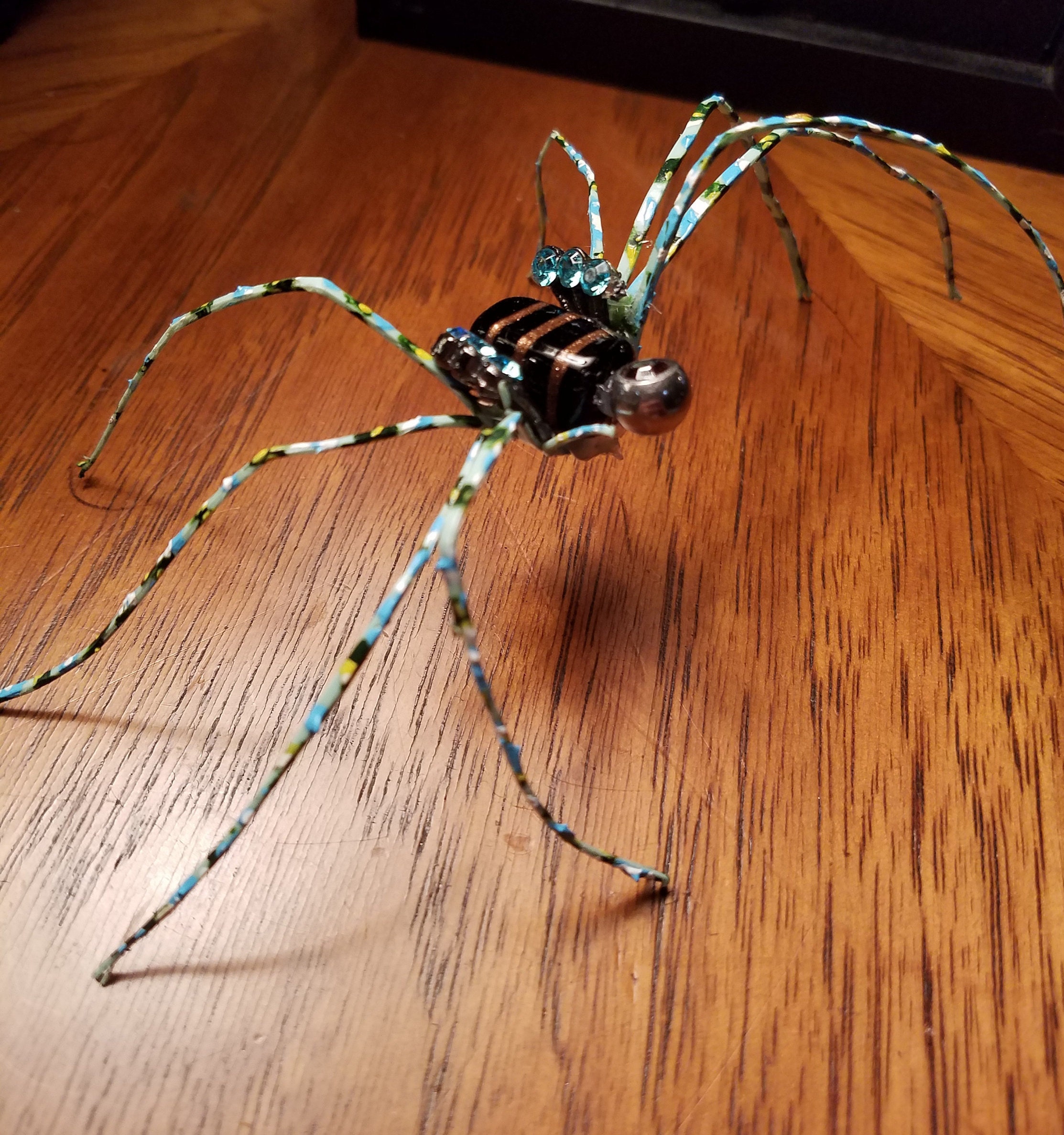 Bejeweled Spider 7 fantasy creature sculpture recycled | Etsy