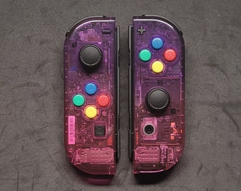 New Custom Nintendo Switch Clear Atomic Purple D-pad Joy-con Controller ...