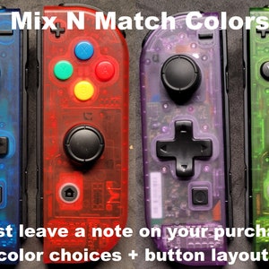 New Custom Nintendo Switch Clear Atomic Purple D-pad Joy-con Controller ...