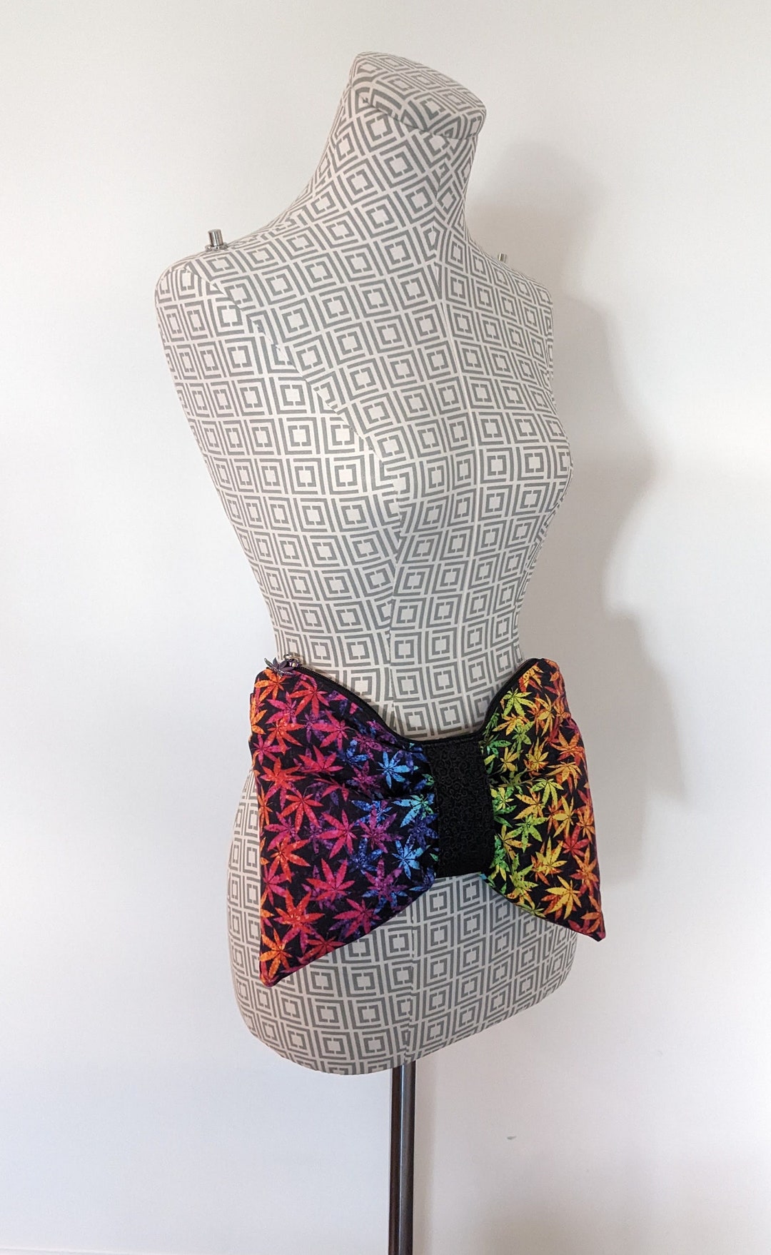 Bow Fanny Pack, Rainbow Ombre Hemp Bow Shaped Purse, Crossbody Style ...