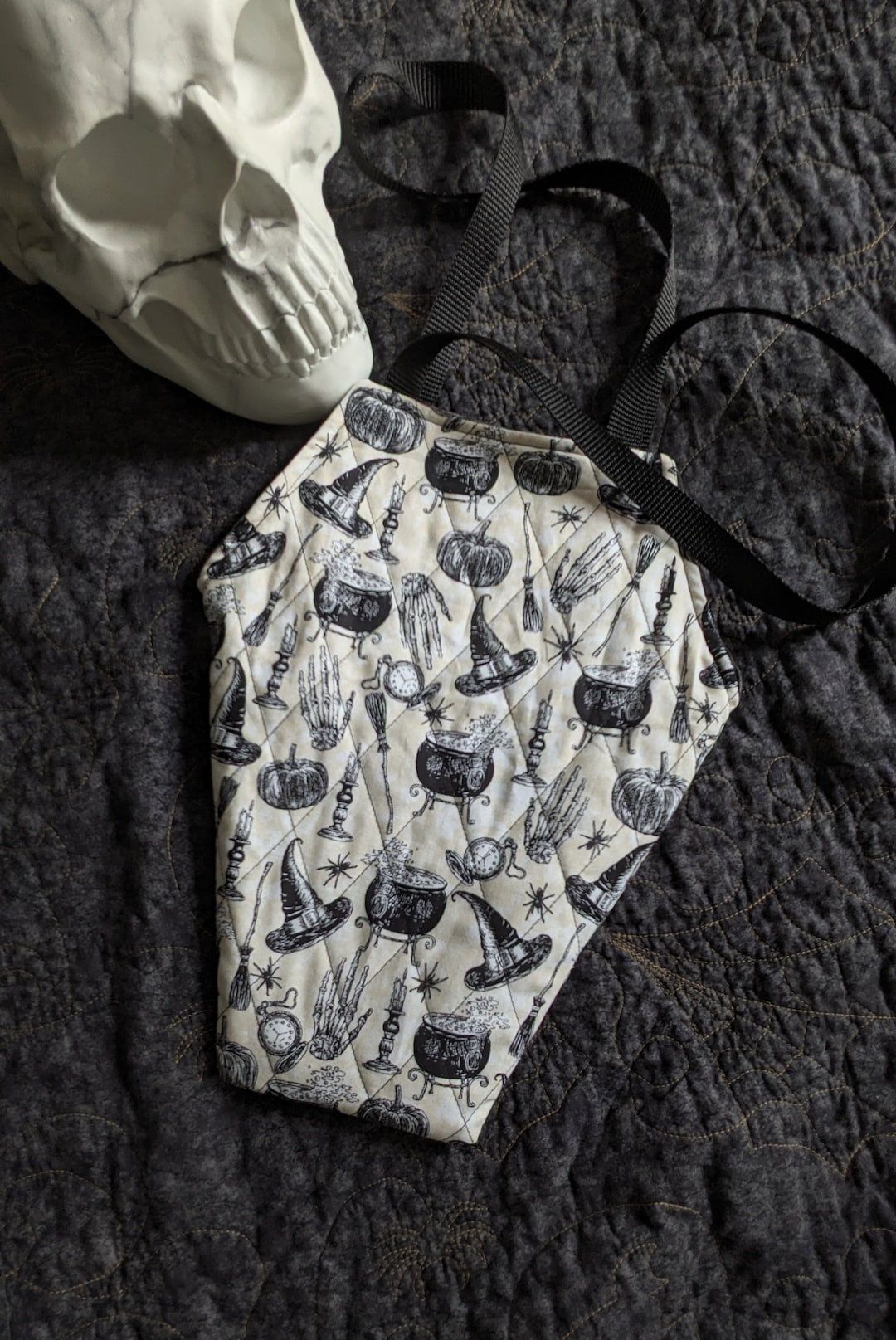 Witch Coffin Tote, Gothic Horror Purse, Coffin Shaped Tote Bag - Etsy