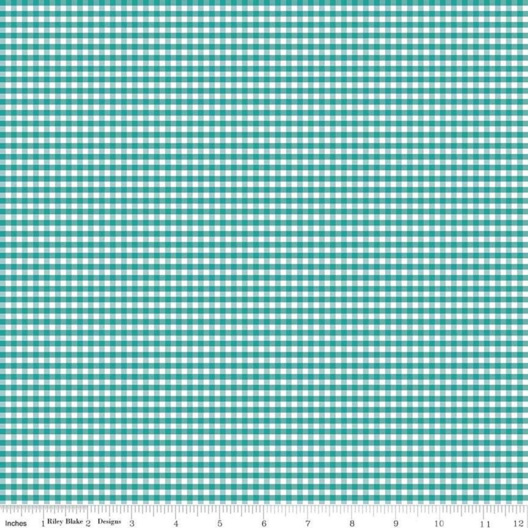 Gingham Fabric: Riley Blake Designs 1/8 Inch Small Gingham Teal 100% ...