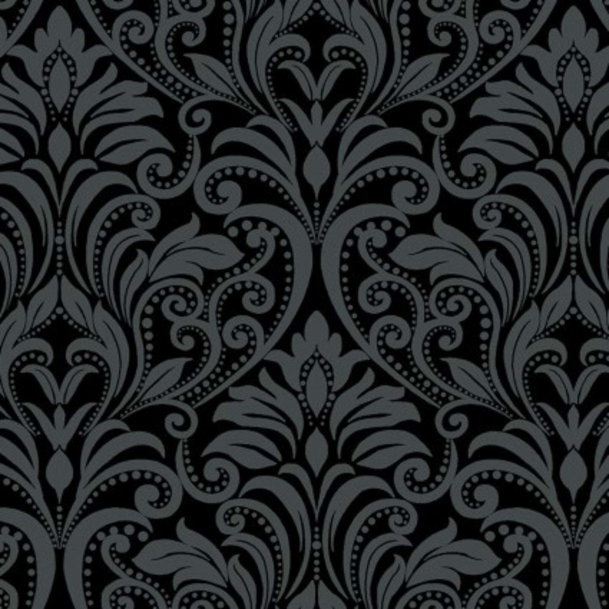 A Festival of Roses Festive Damask Black Fabric by Jackie | Etsy