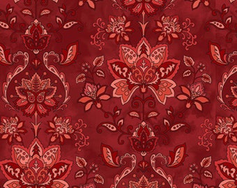 Red Damask Fabric - Etsy