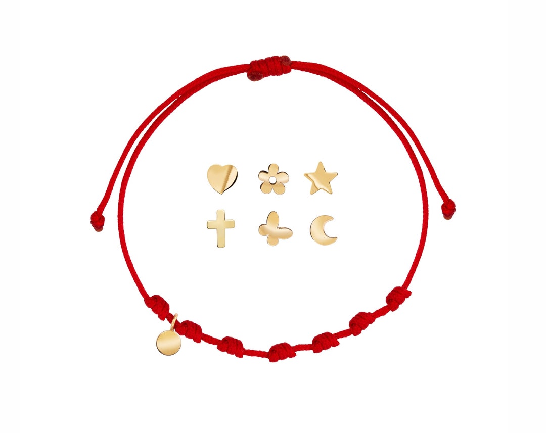 Red Marine Cord Bracelet With 9 Carat Gold Charm - Etsy