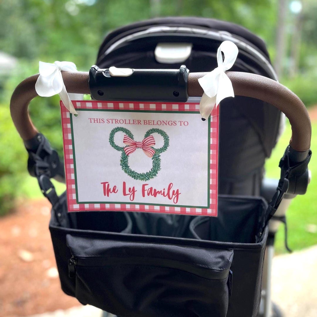 Red Gingham Family Stroller Tag: Magical Theme Park Sign (digital ...