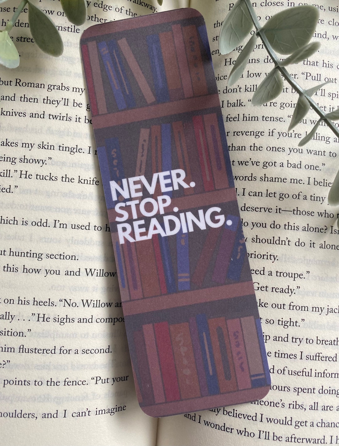 Never Stop Reading Bookmark Reading Gifts Matt Bookmark Simple ...