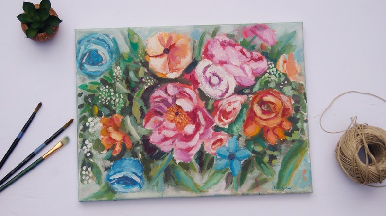 Colorful Bouquet of Flowers/ Abstract Realism/ Original Oil - Etsy