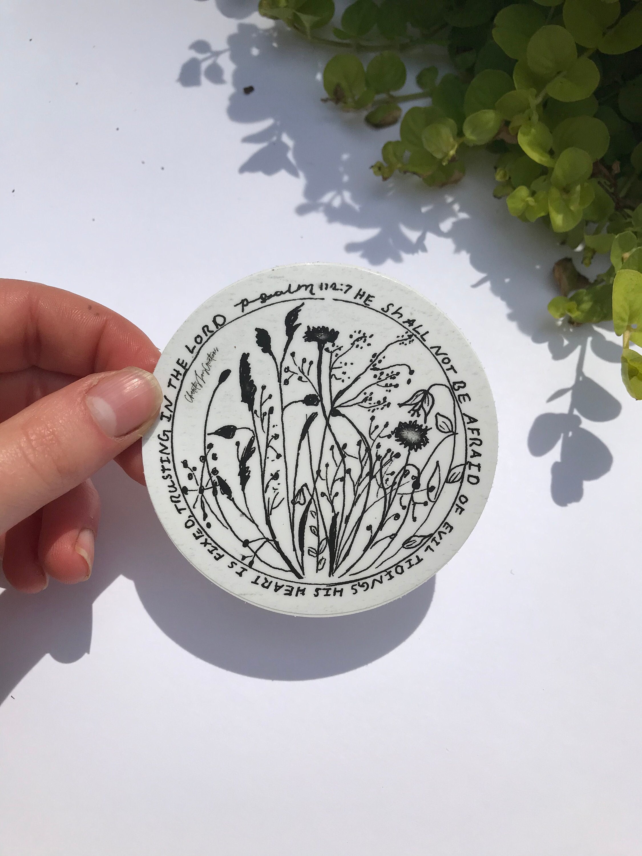 Circle Bible Verse Sticker/ Psalm 112:7/ Christian Sticker/ - Etsy