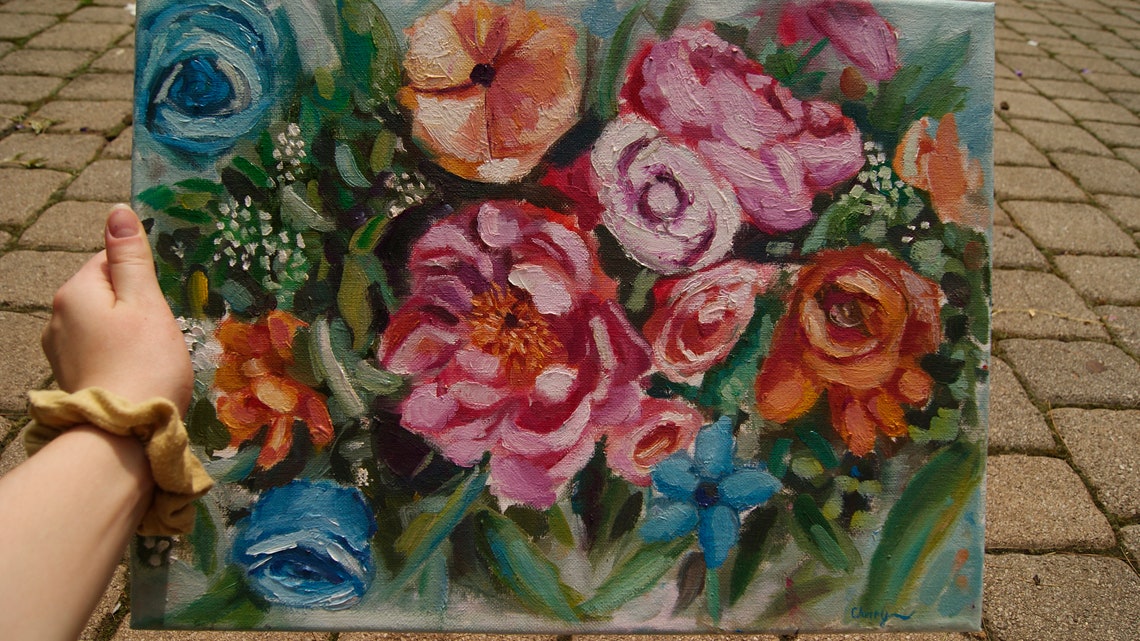 Colorful Bouquet of Flowers/ Abstract Realism/ Original Oil - Etsy