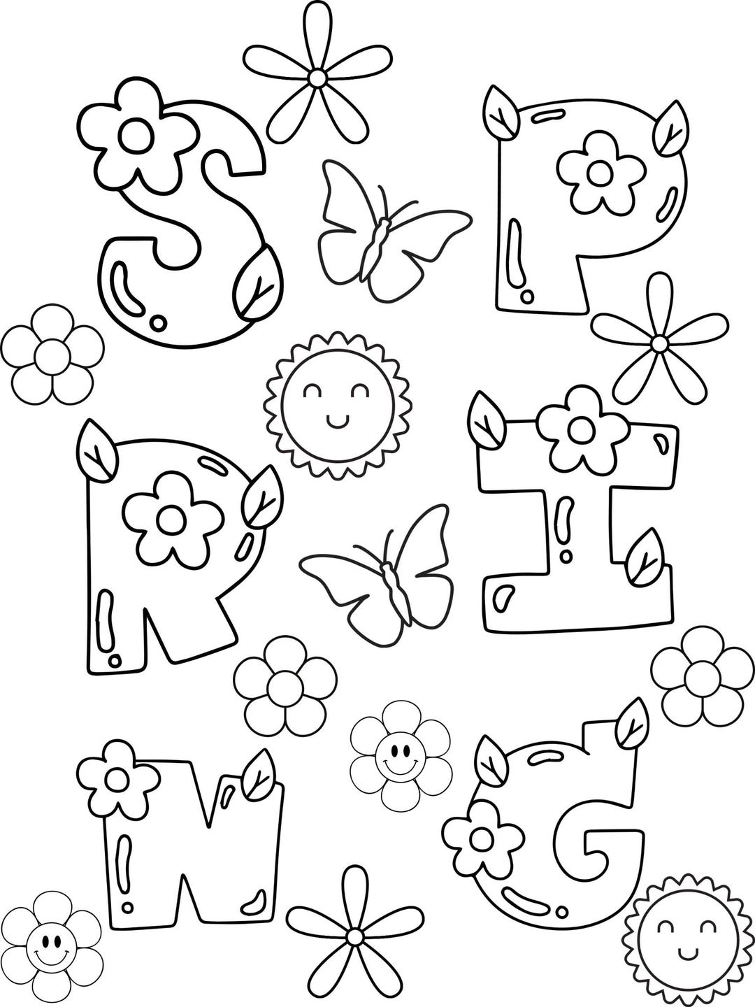 Spring Coloring Sheet | Print at Home - Etsy