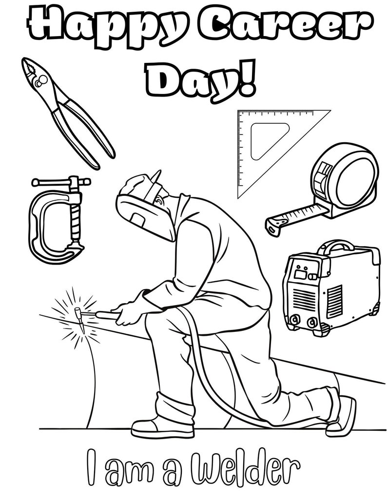 Career Coloring Sheet | Welder | Print at Home - Etsy