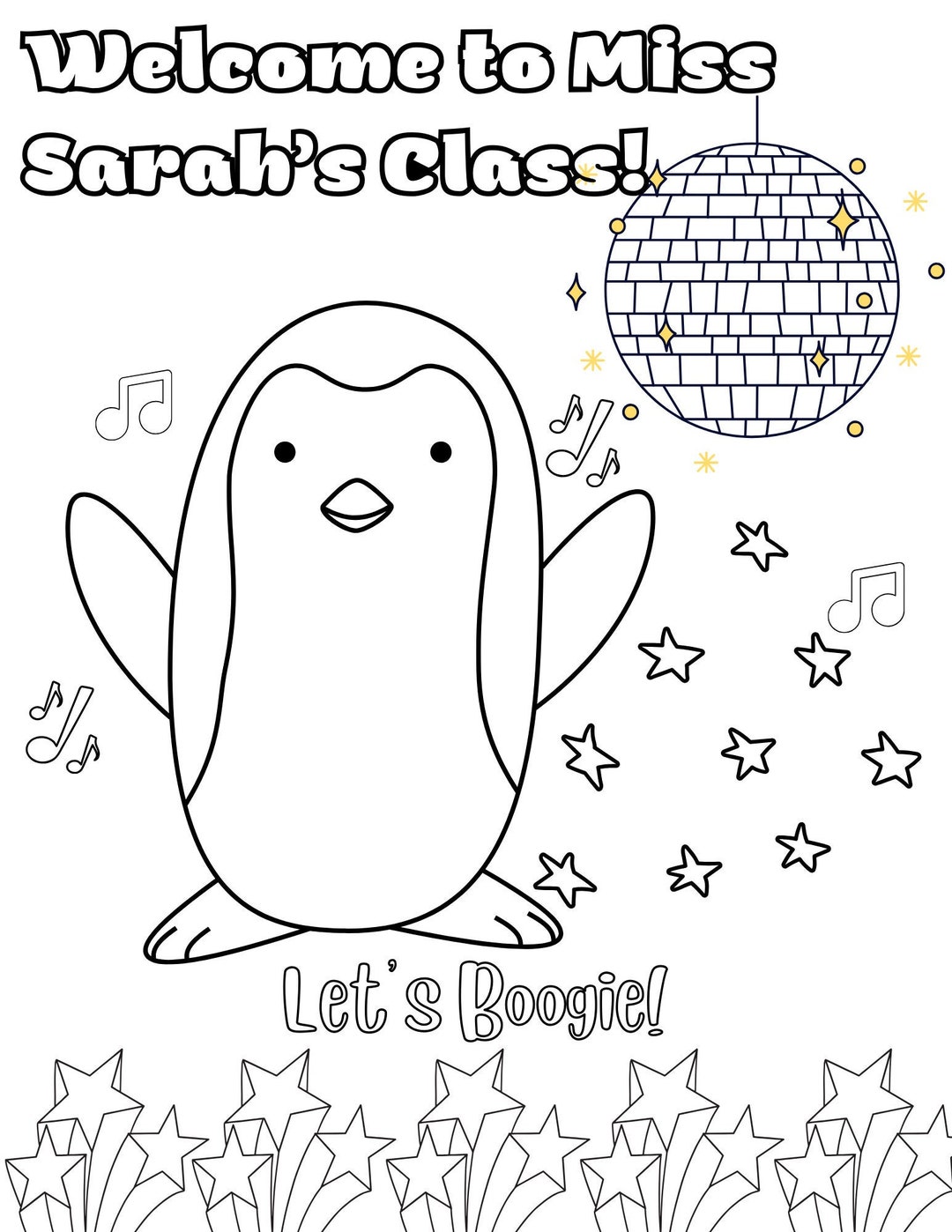 Personalized Dancing Animal Coloring Sheet | Penguin | Print at Home - Etsy