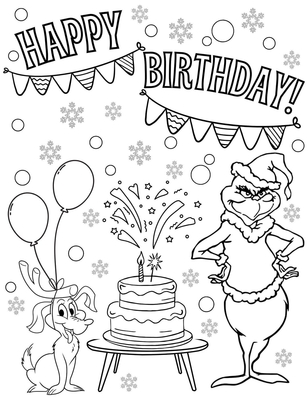 Grinch & Max Birthday | Coloring Sheet | Instant Download - Etsy