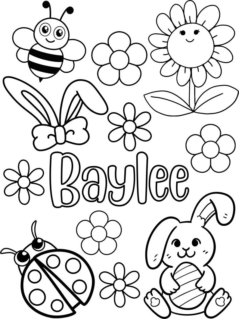 Personalized Spring Coloring Sheets | Print at Home - Etsy
