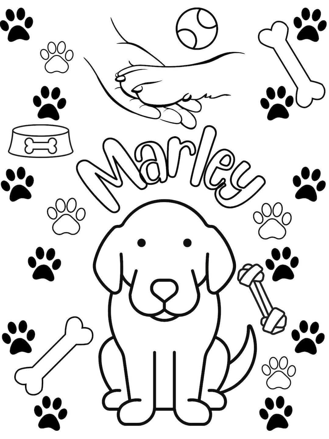 Personalized Dog Coloring Sheet | Print at Home - Etsy