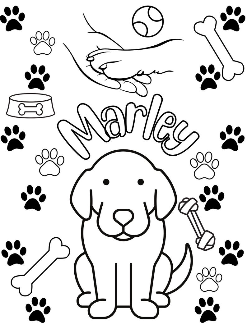Personalized Dog Coloring Sheet | Print at Home - Etsy