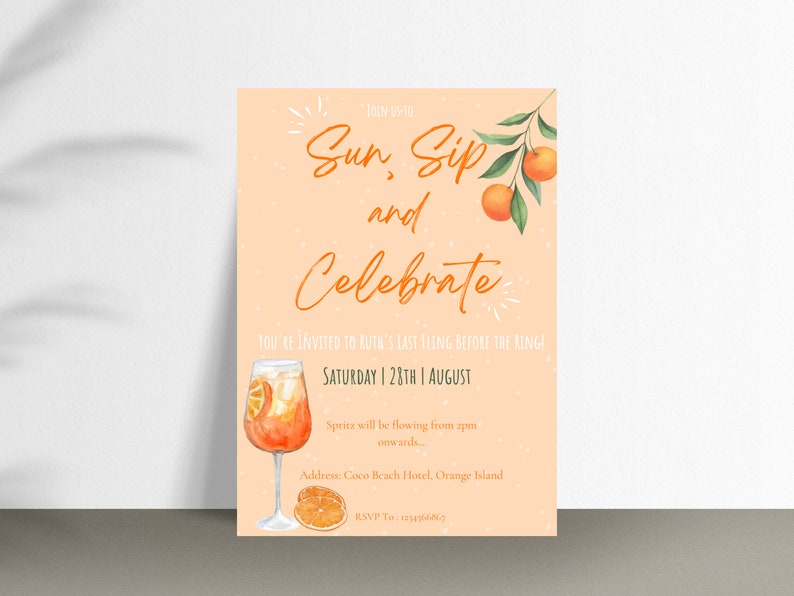 Sun, Sip & Celebrate- Bachelorette Weekend Invite/itinerary - Aperol ...