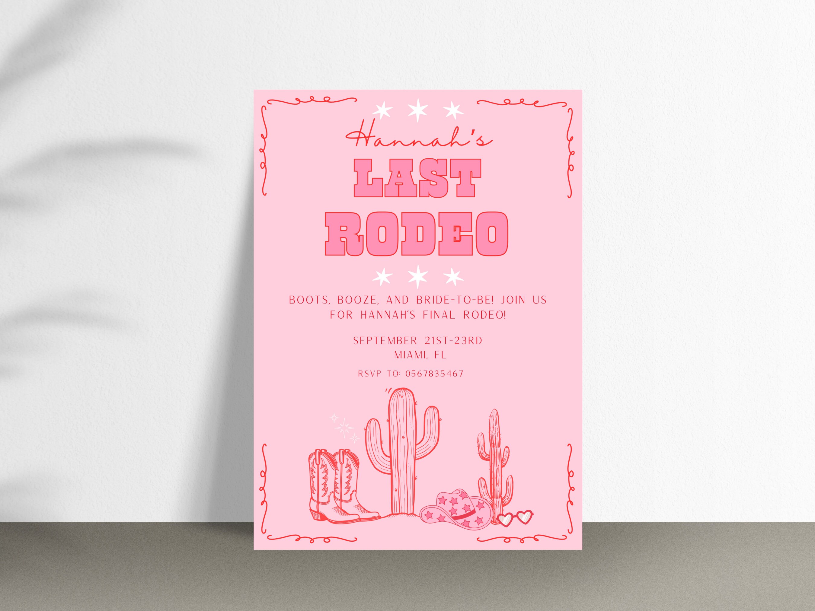 Brides "last Rodeo'" Bachelorette Party Invite-itinerary - Coastal ...