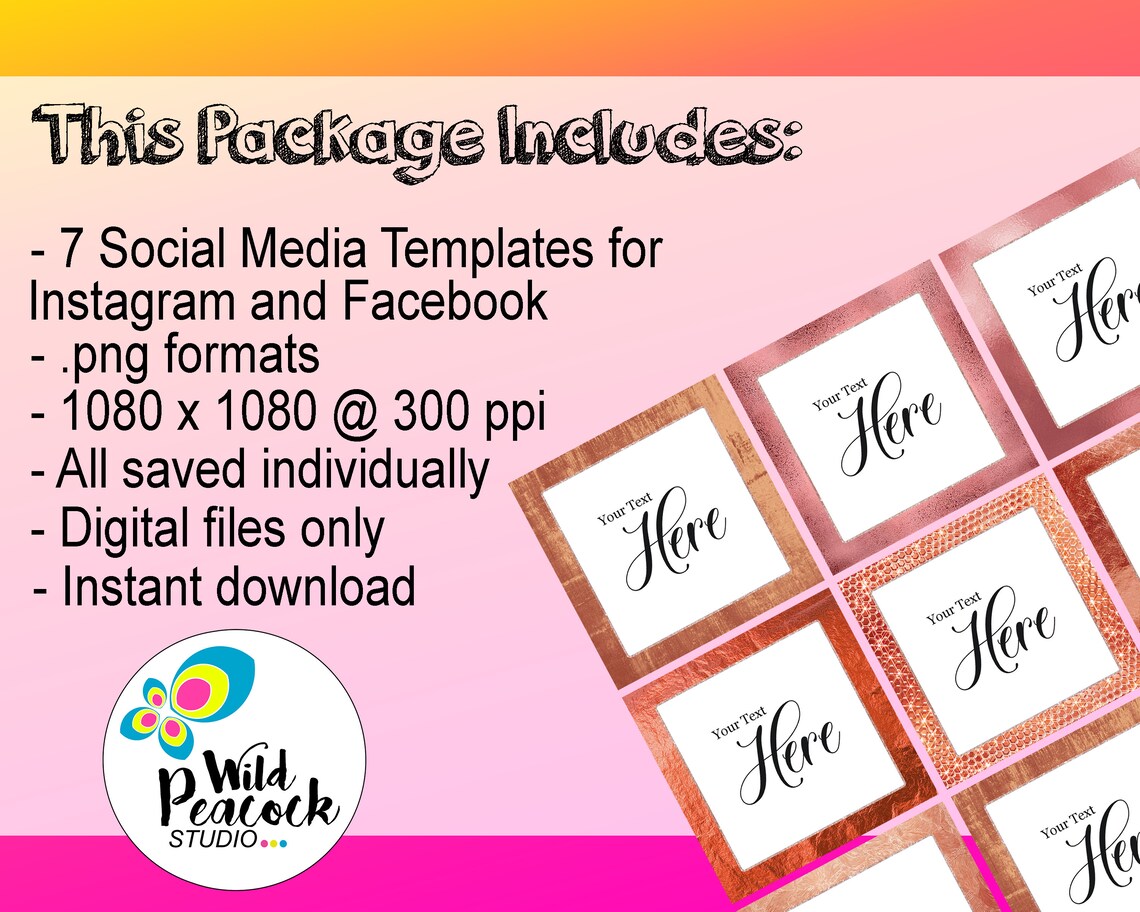 Social Media (SM) Templates Package, 7 Set Bundle for Instagram ...