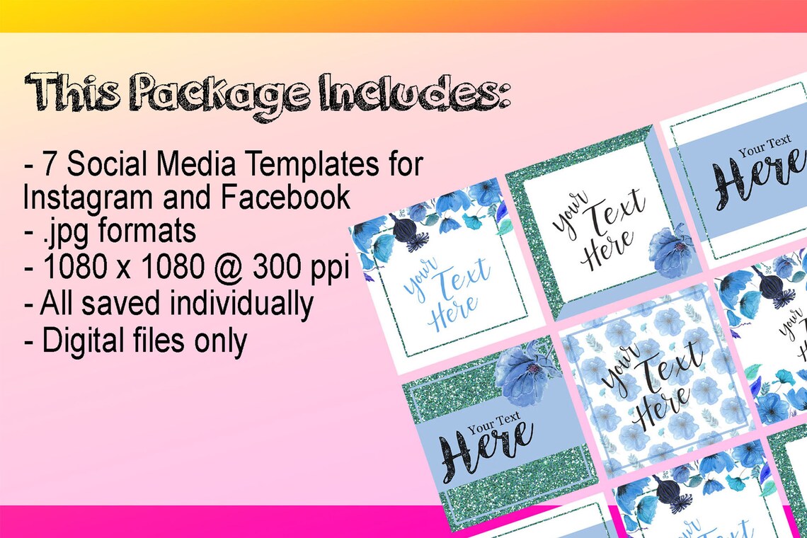 Social Media Templates Package, 7 Set Bundle for Instagram, Facebook ...