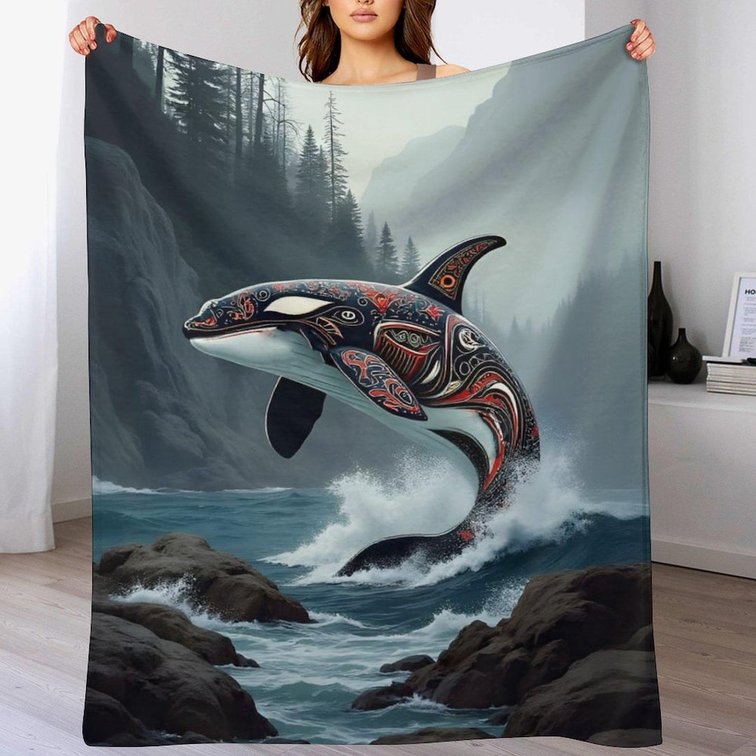 Orca Blanket, Killer Whale Blanket, Soft Flannel Throw, Warm Anti-pill ...