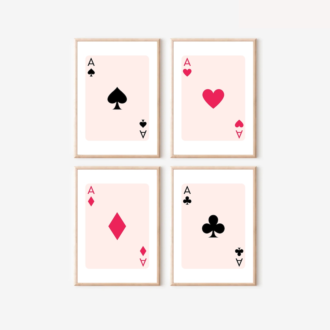 Set of 4 Aces Digital Art Download | Deck of Cards Home Decor | Ace of ...