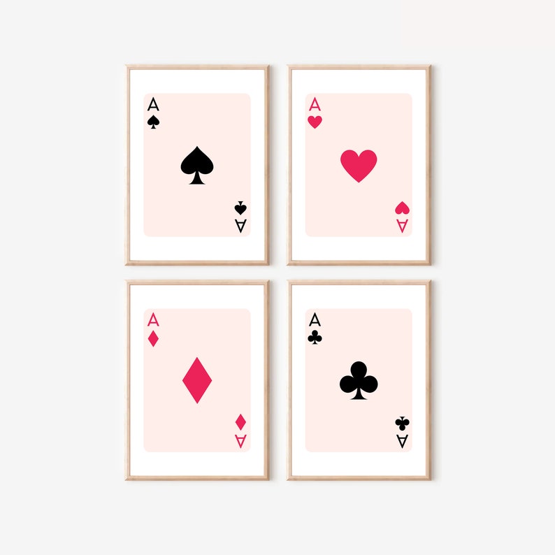 Set of 4 Aces Digital Art Download | Deck of Cards Home Decor | Ace of ...