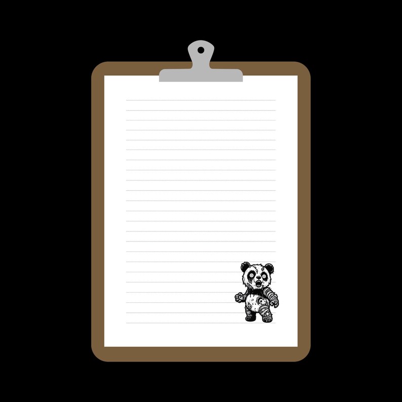 Printable Ghoulish Panda Lined Paper Stationary Planner Journal Instant ...