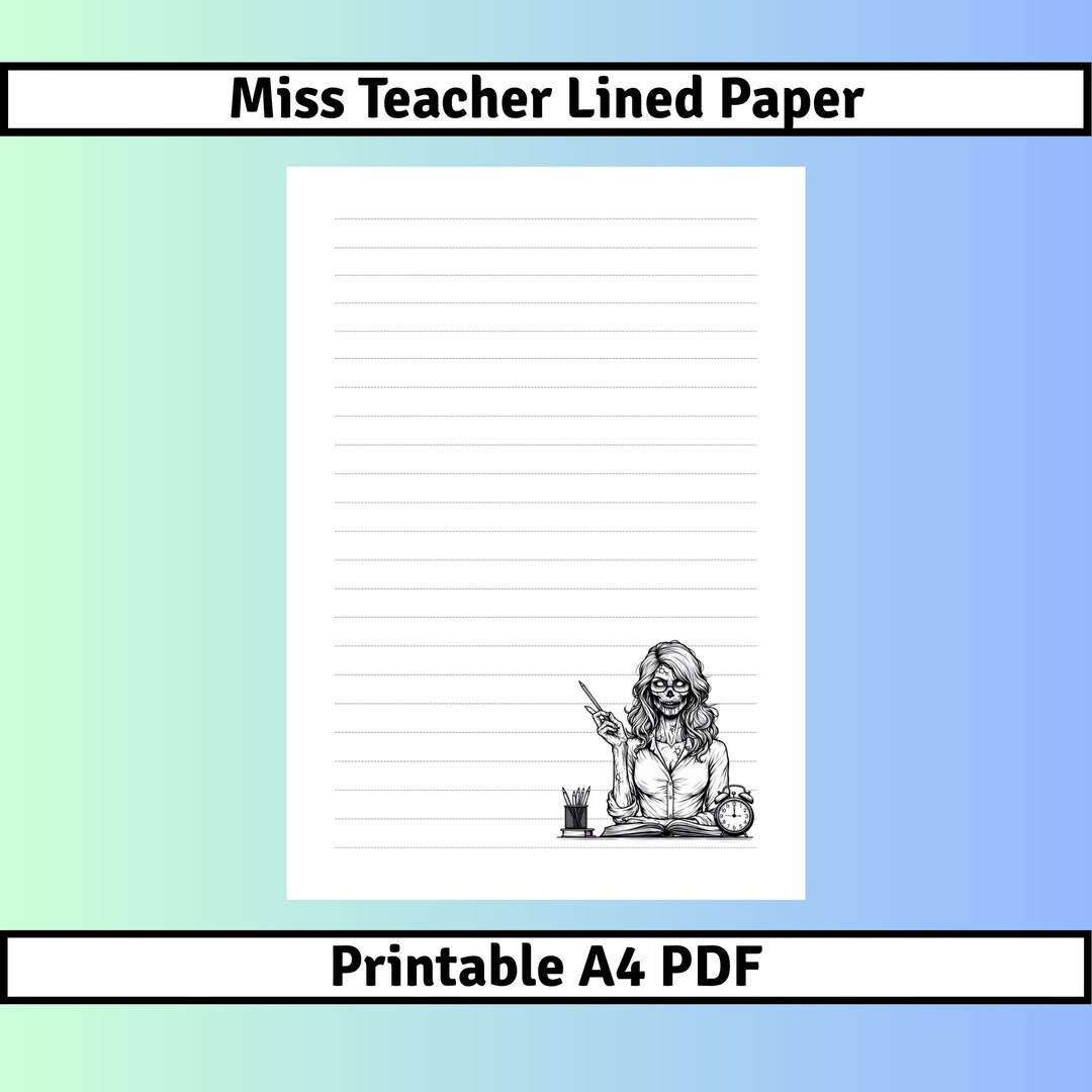Printable Ms Teacher Lined Paper Stationary Planner Journal Instant ...