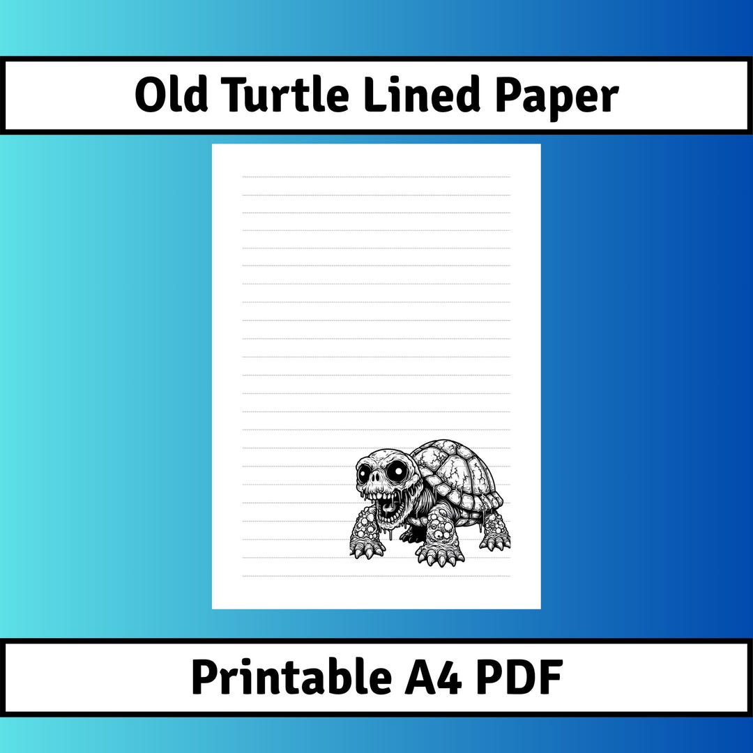 Old Turtle Lined Paper Stationary Planner Journal Instant Download PDF ...