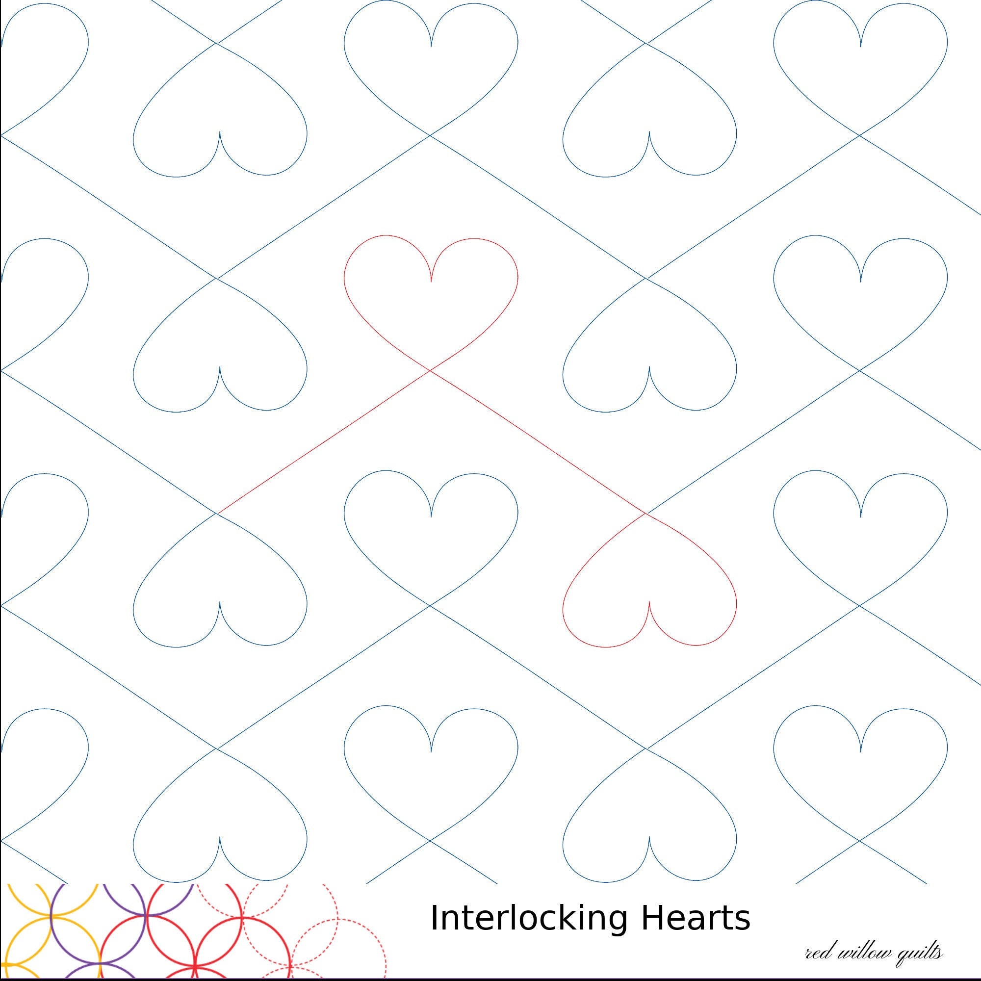 INTERLOCKING HEARTS Digital Pantograph for Longarm Quilting | Etsy