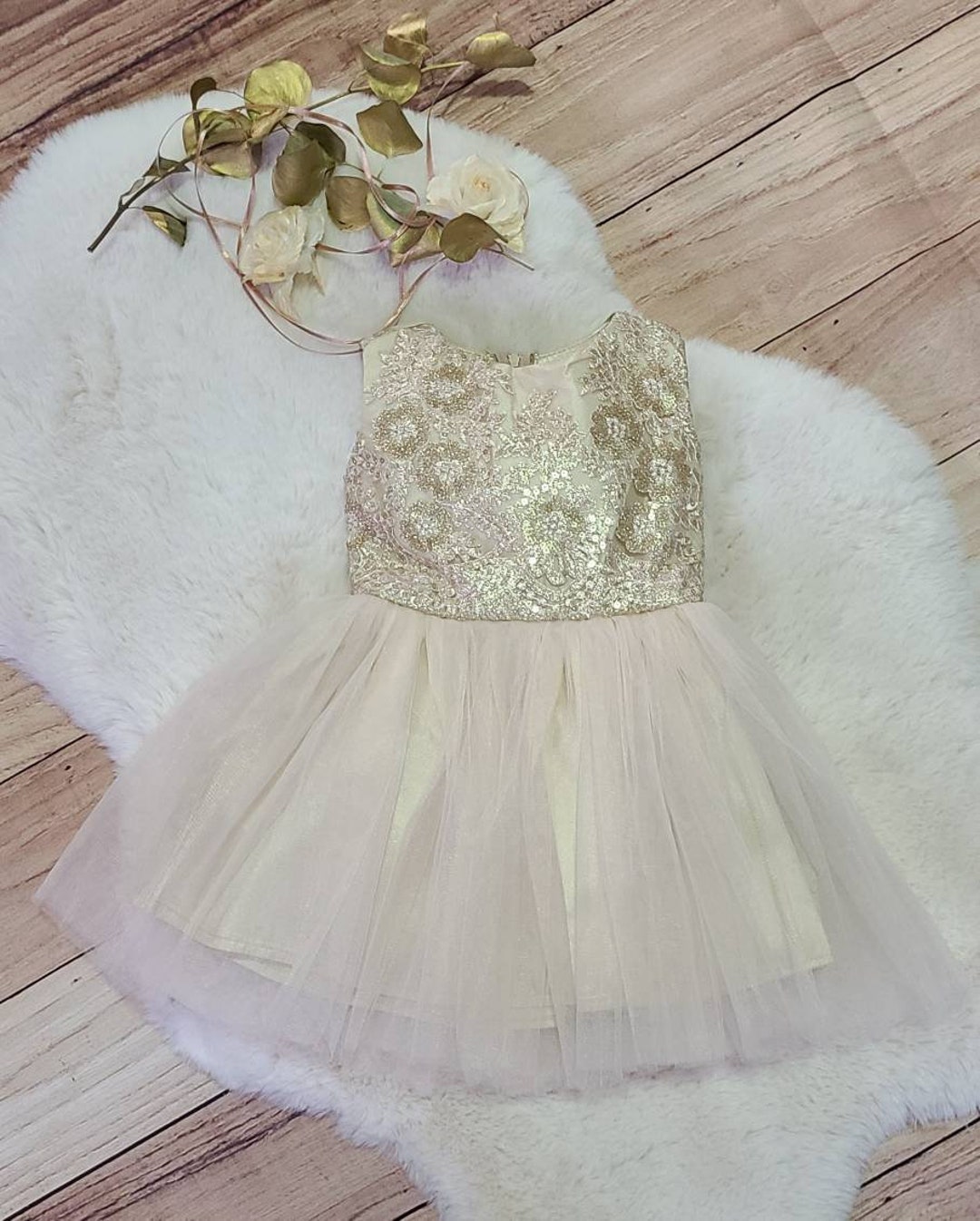 Gold Embroidery Top Dress With Tulle Skirt. - Etsy