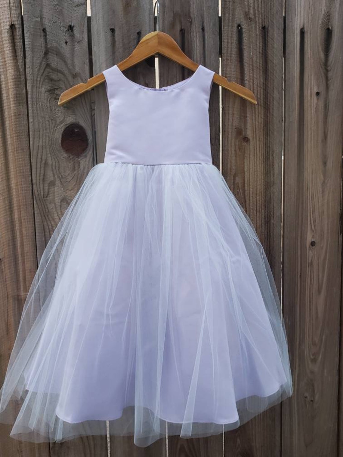 Elegant Lilac Satin and Tulle Flower Girl Dress - Etsy