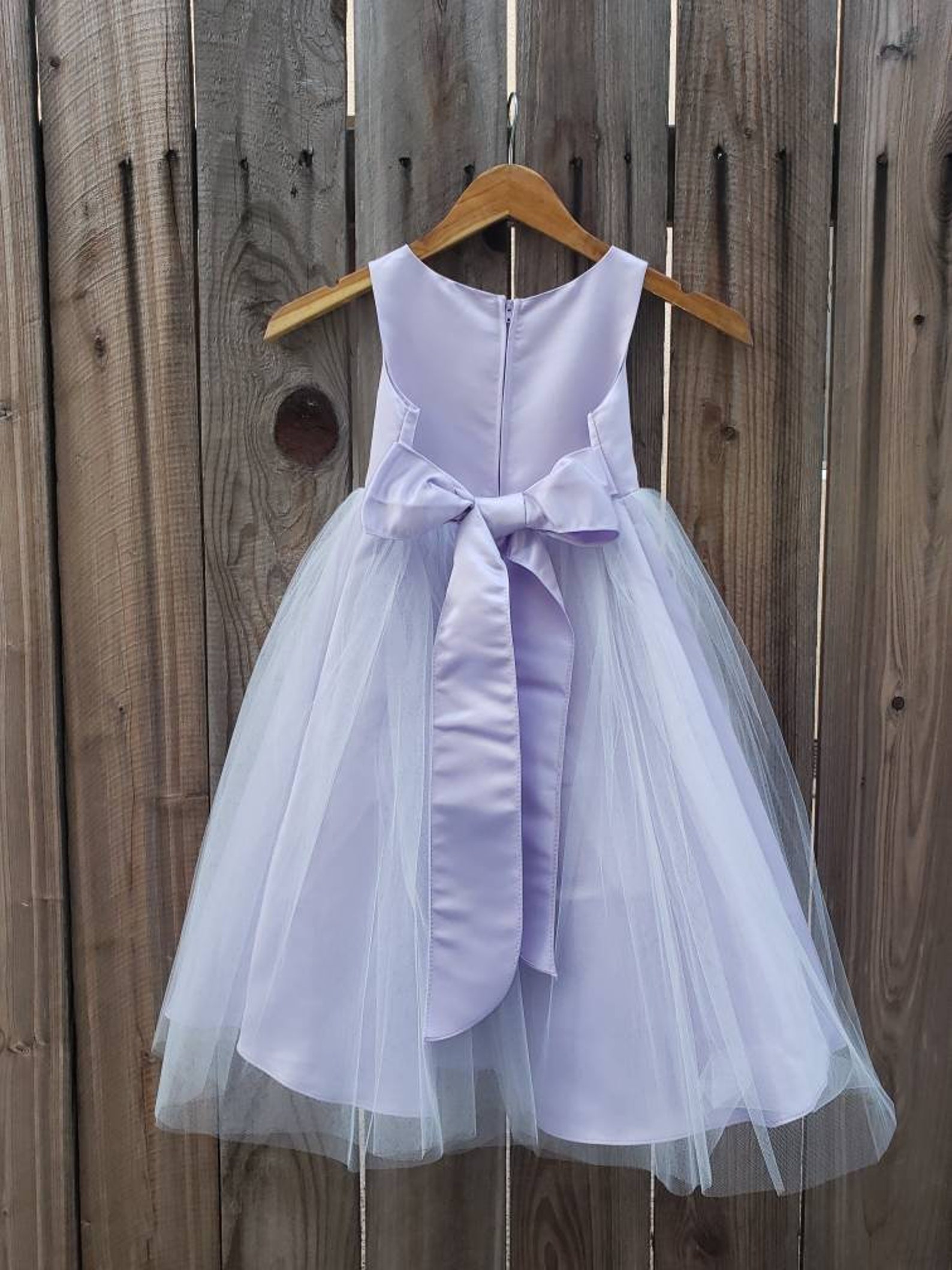 Elegant Lilac Satin and Tulle Flower Girl Dress - Etsy