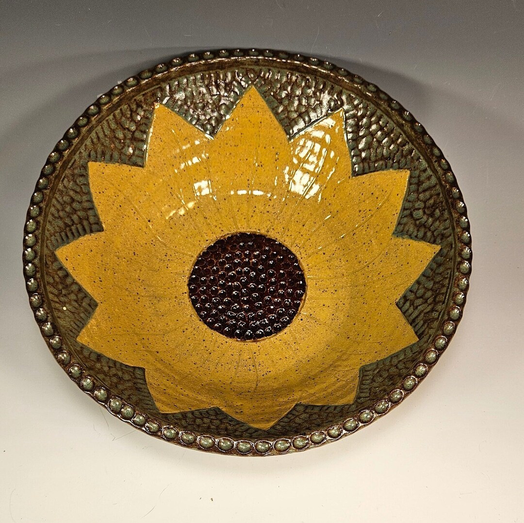 SUNFLOWER Bowlhand Carvedceramic Serving Bowlsunflowers - Etsy