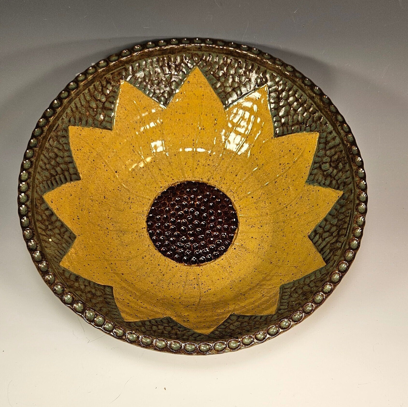 SUNFLOWER Bowlhand Carvedceramic Serving Bowlsunflowers - Etsy